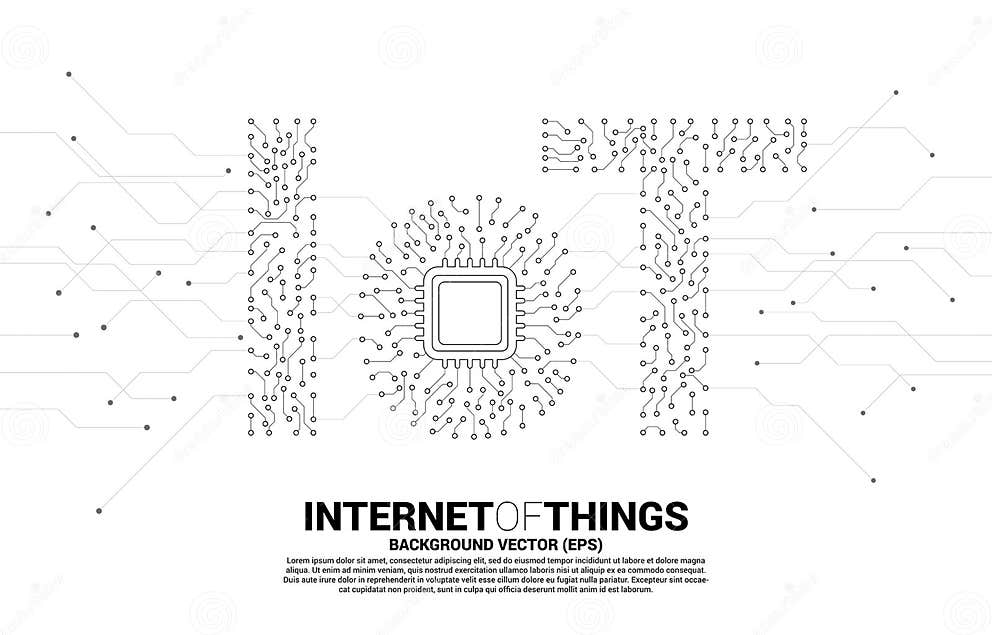 CPU Processor on Center of IoT Wording from Circuit Dot and Line ...