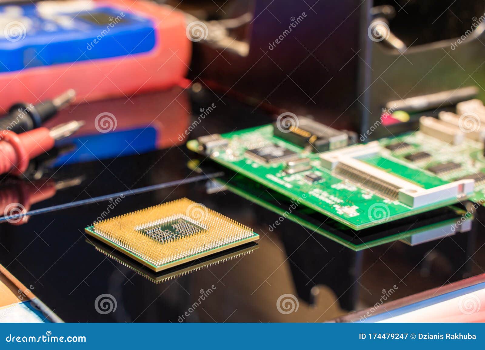 CPU Processor Chip on Equipment Table Stock Photo Stock Image - Image ...
