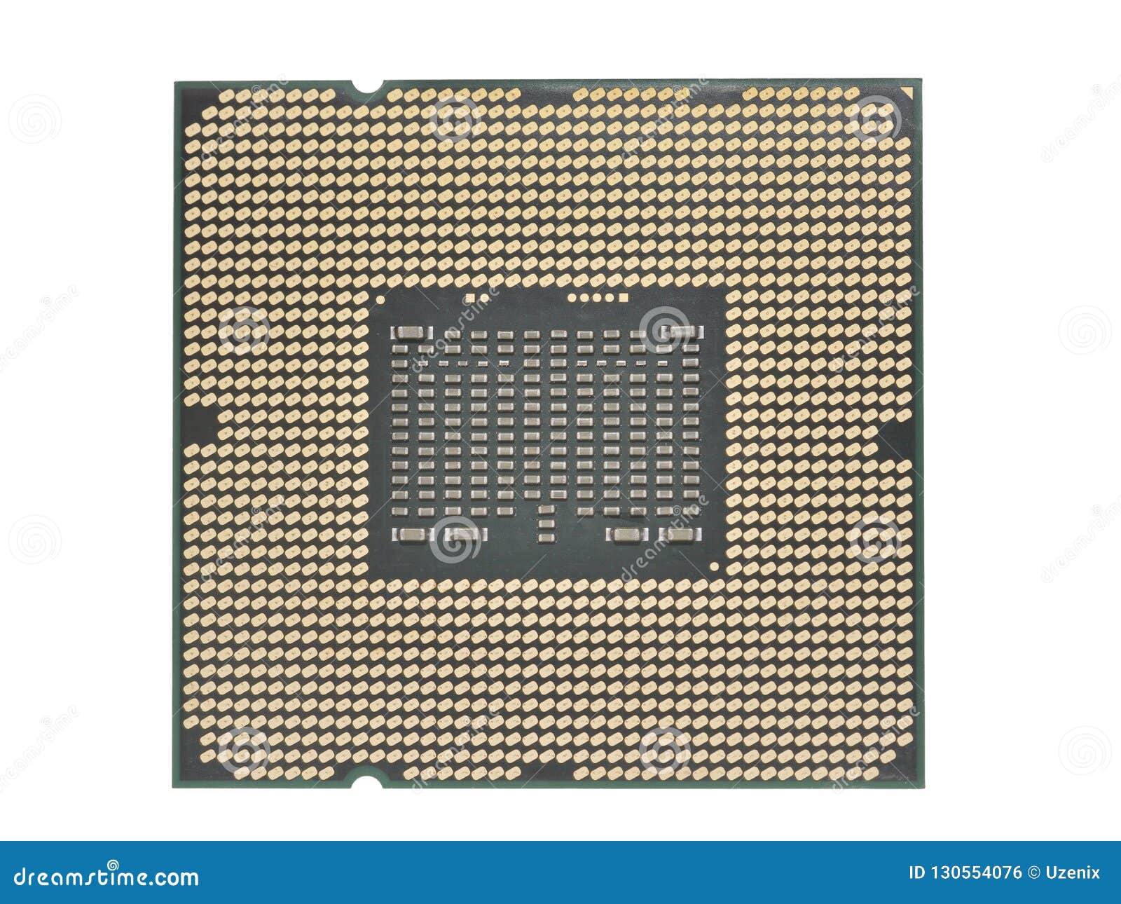 CPU Processor Close Up from Contacts Isolated on a White Background ...