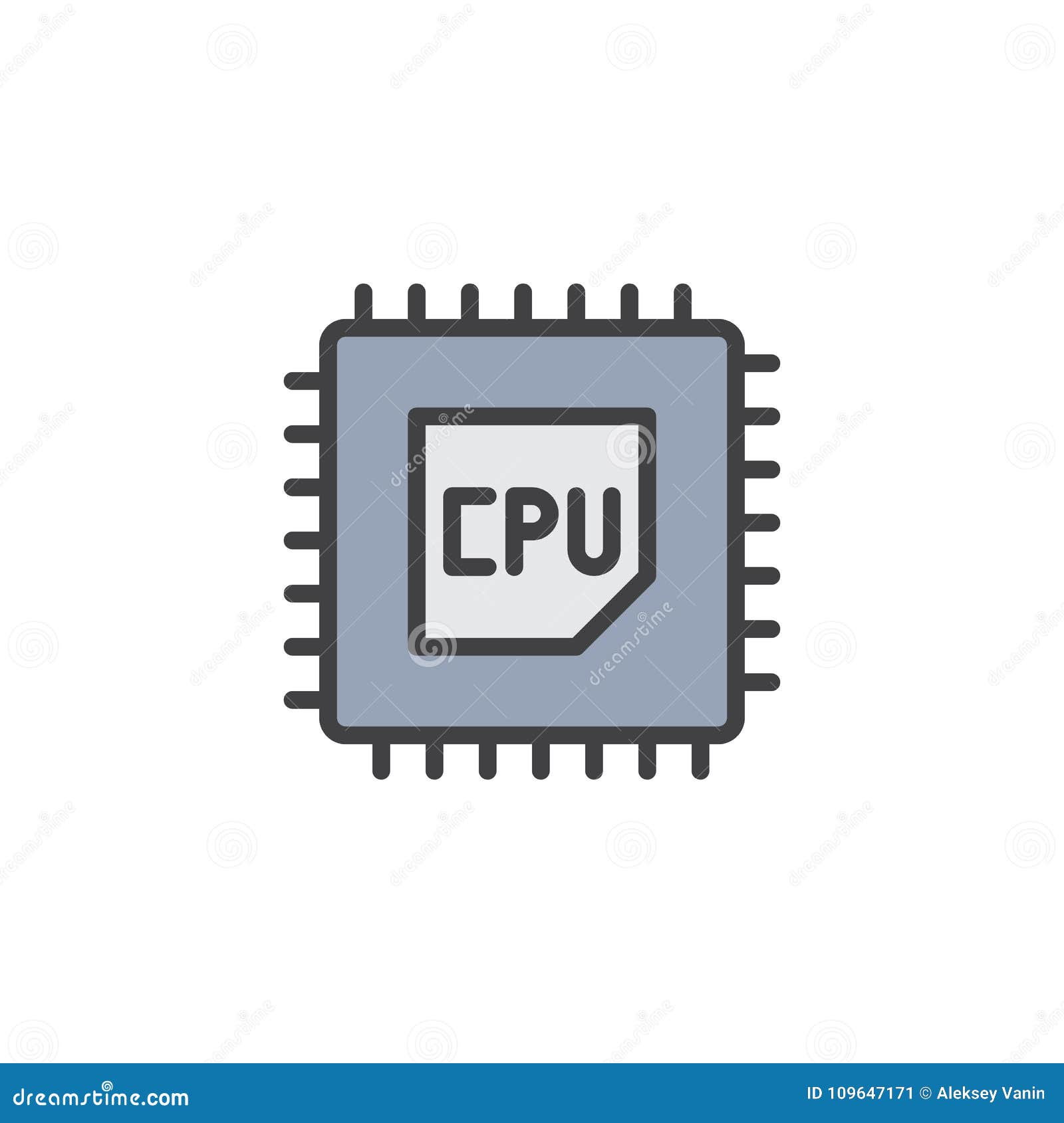 CPU Processor Filled Outline Icon Stock Vector - Illustration of symbol ...