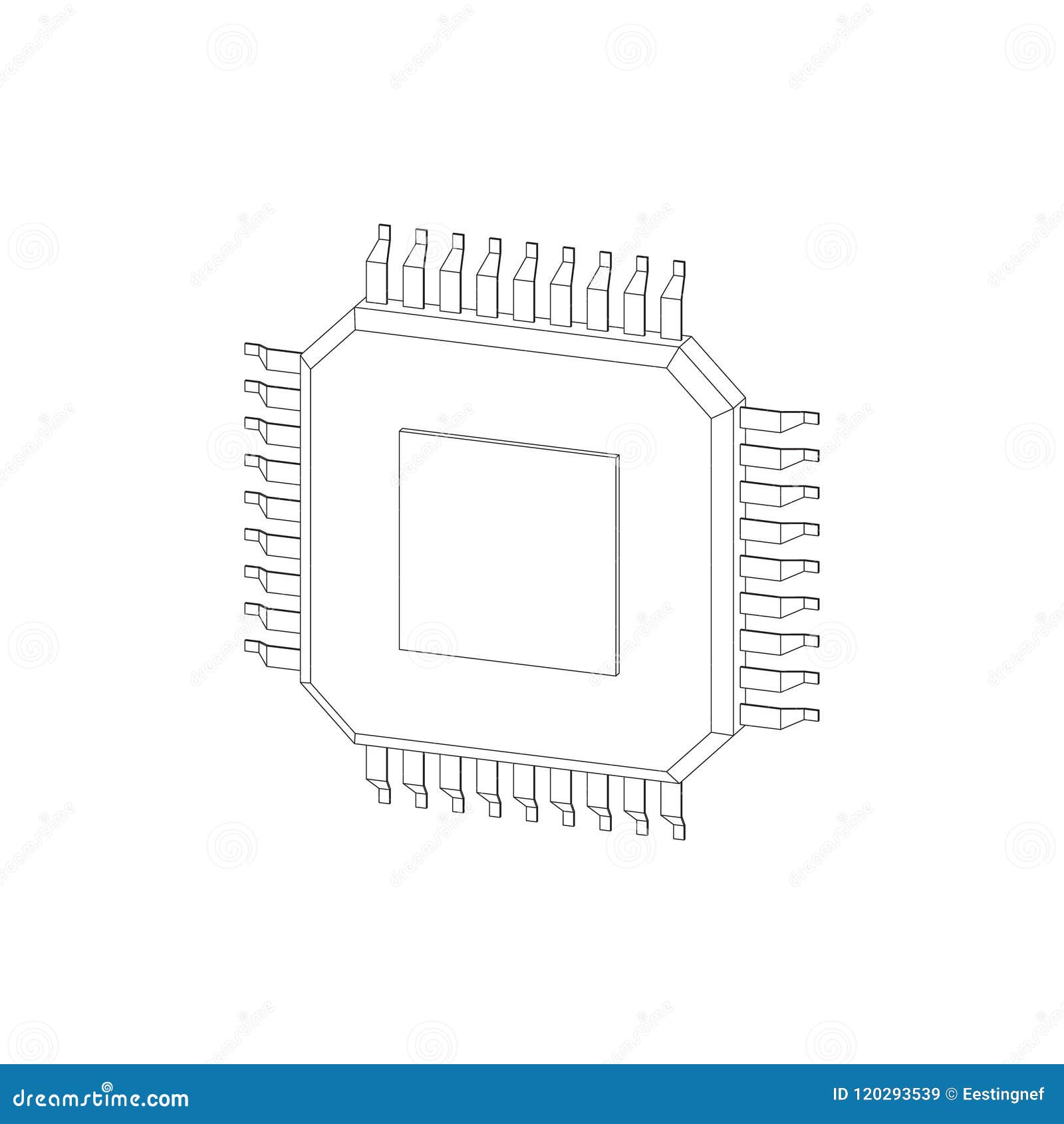 CPU Processor Icon. Isolated on White Background. Vector Outline Stock ...