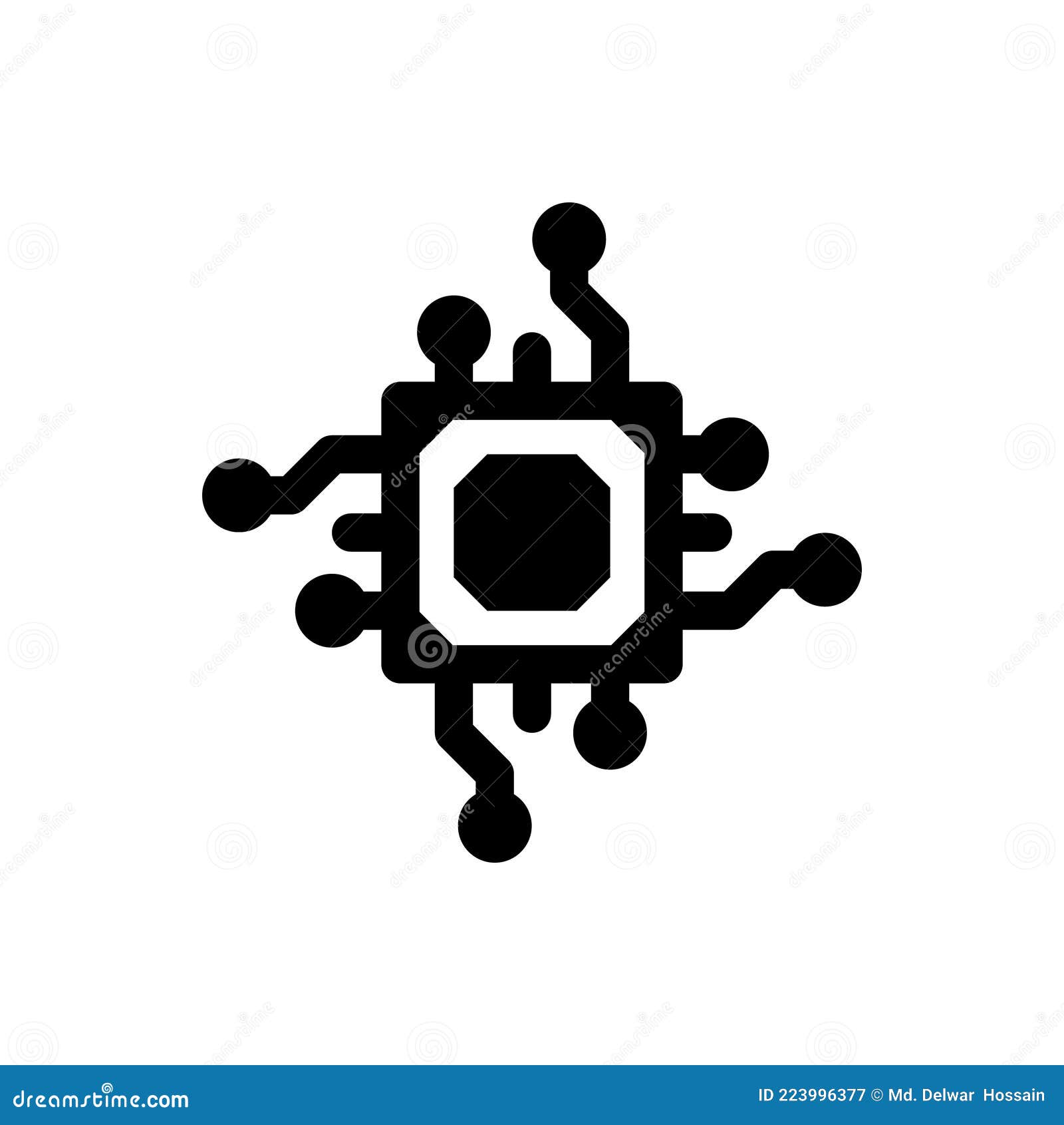 Set Processor Icon Isolated On White And Green, Black Background. CPU ...