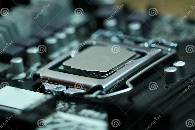 CPU Processor Installed on a Motherboard Socket Stock Photo - Image of ...