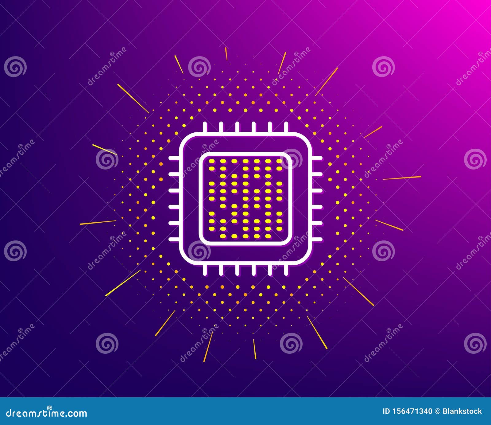 Cpu Processor Line Icon. Computer Component Sign. Vector Stock Vector - Illustration of banner ...