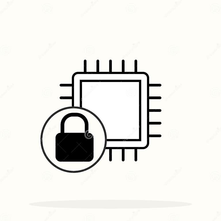 Cpu Processor Lock Line Icon Cyber Security Vector Icon. Filled Flat ...