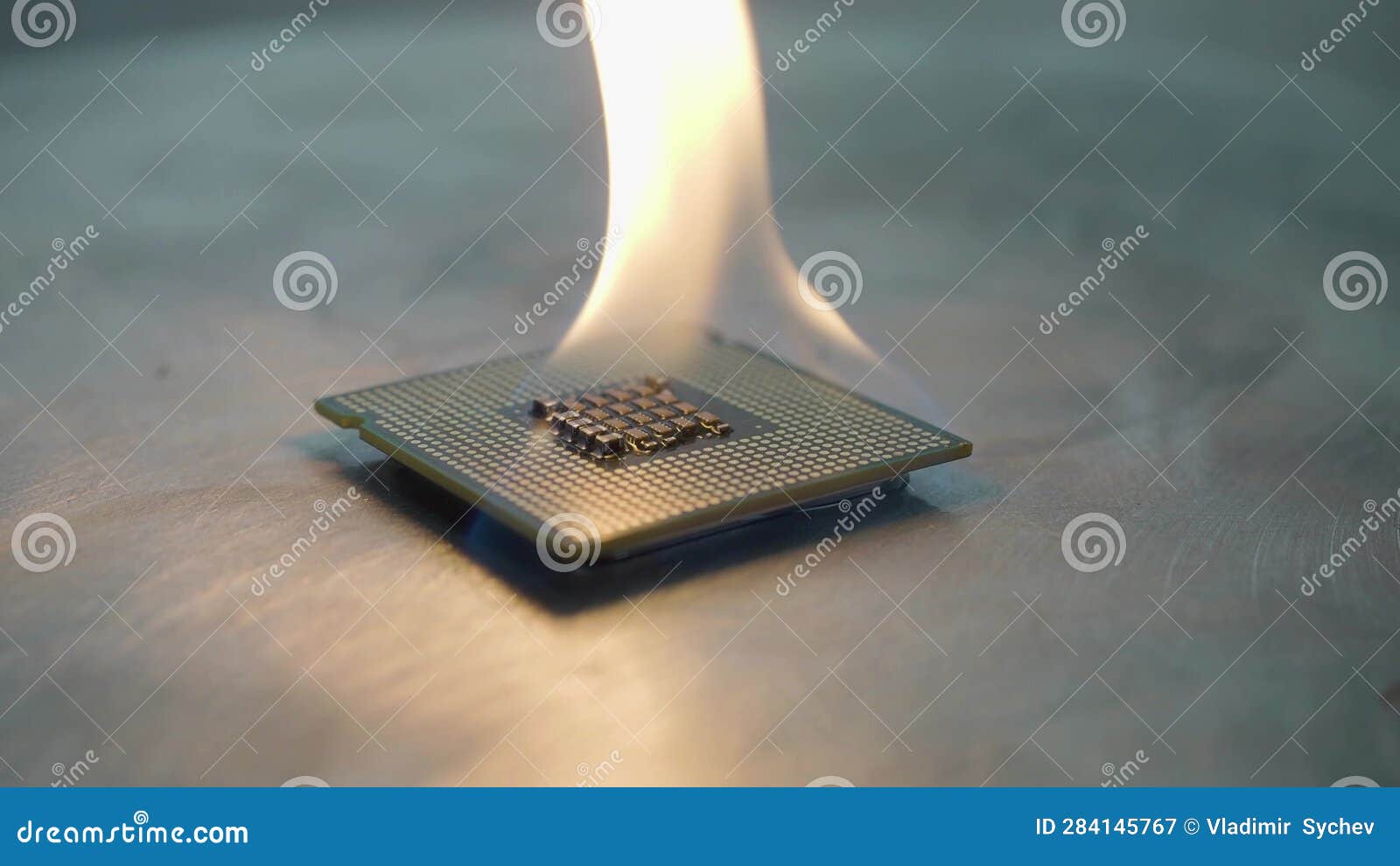 CPU Processor Microchip. Overheated Burning Processor Stock Video ...