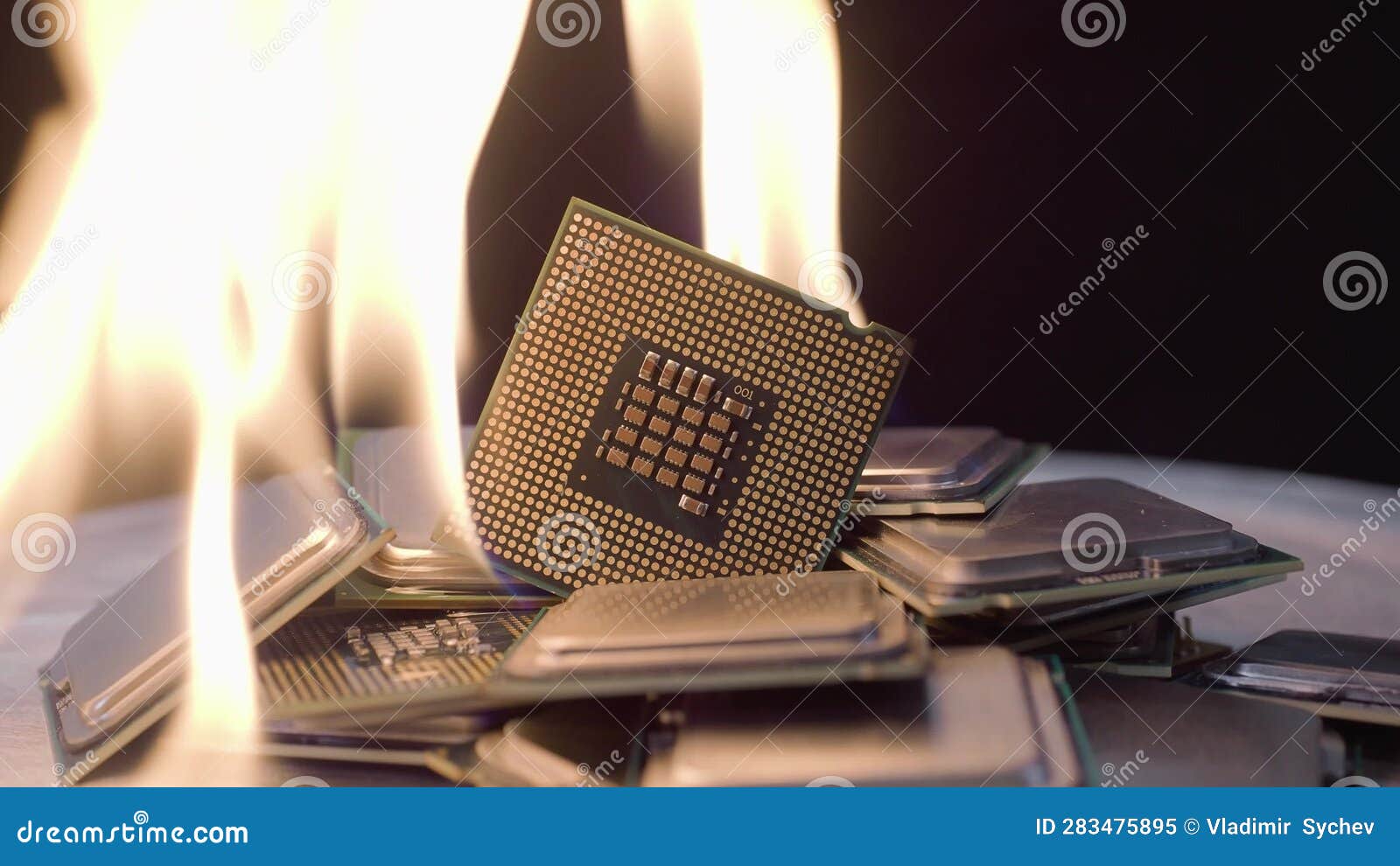 CPU Processor Microchip. Overheated Burning Processors Stock Video ...