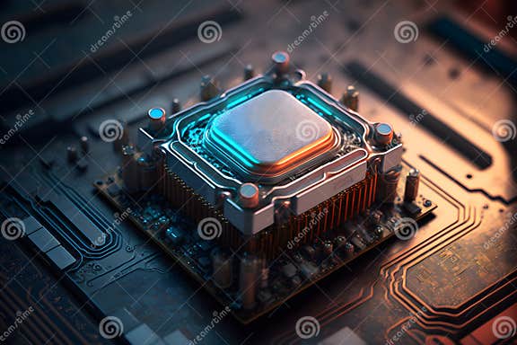 CPU Processor with Modern Futuristic Technology Appearance. Neural ...