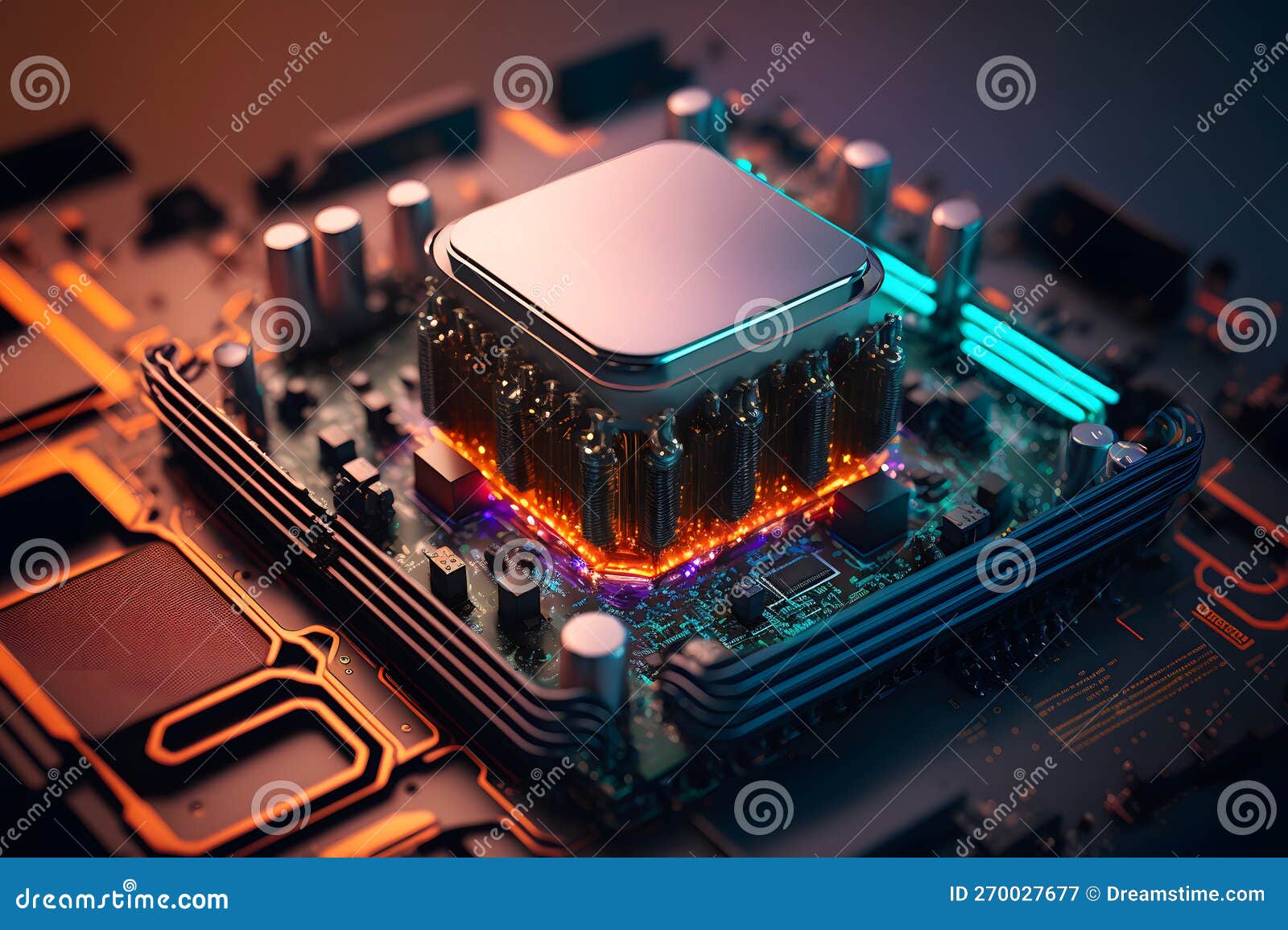 CPU Processor with Modern Futuristic Technology Appearance. Neural ...