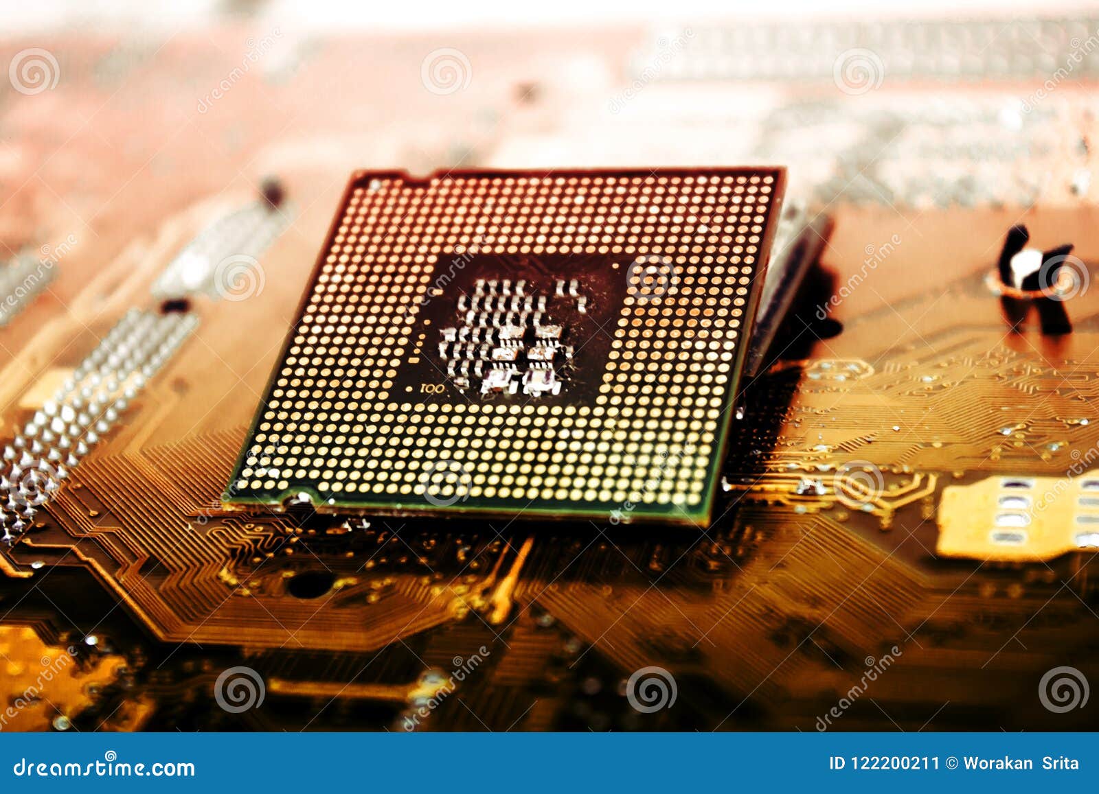 CPU Processor Over Computer Motherboard Stock Image - Image of hardware ...