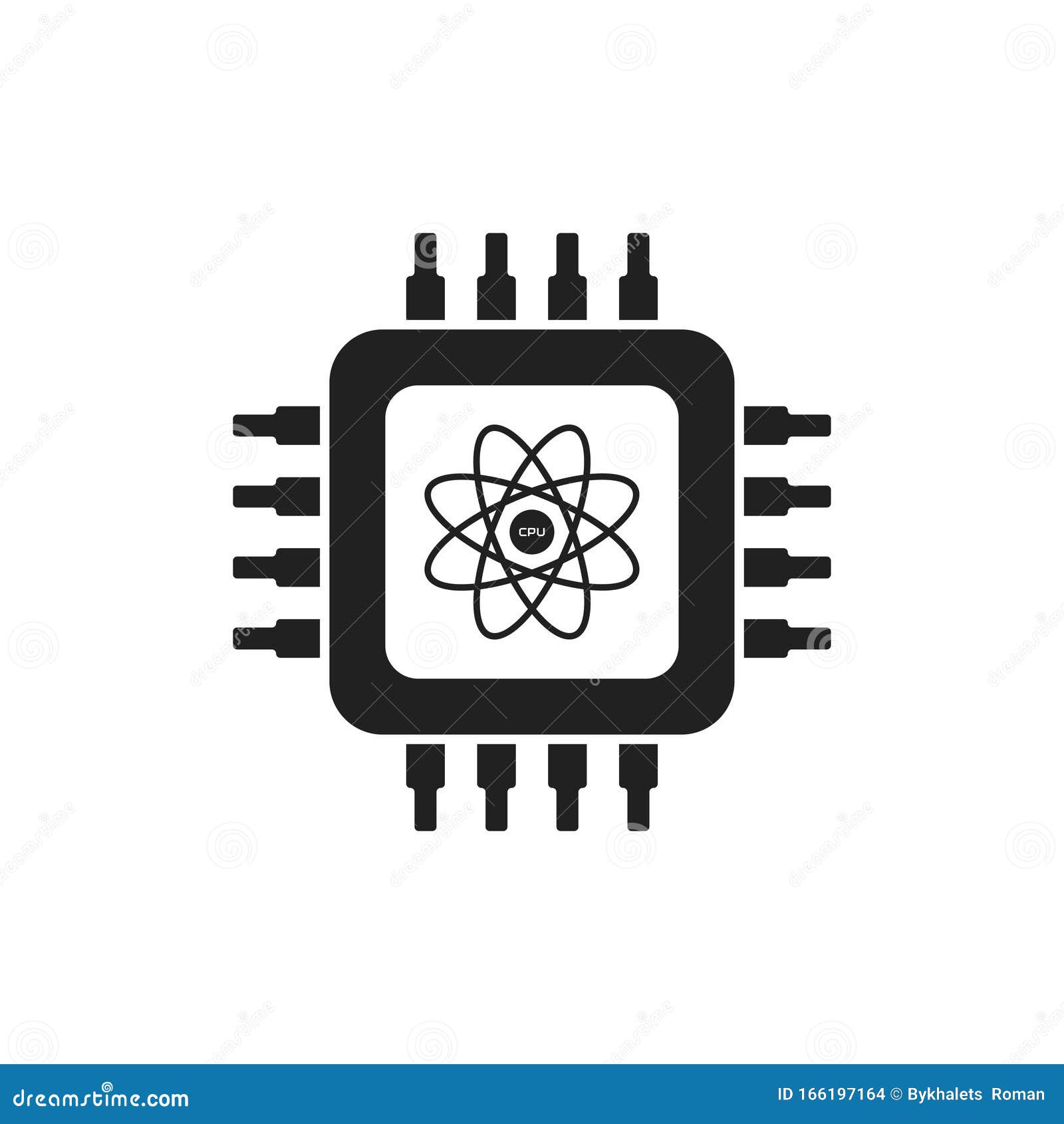 CPU Processor Template Icon Isolated on White Background. Computer or ...