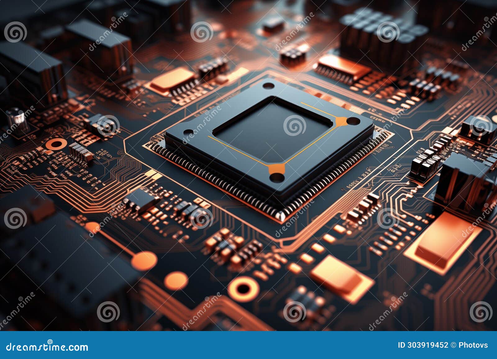 CPU Processor Unit Chip on Motherboard of Computer Stock Photo - Image ...