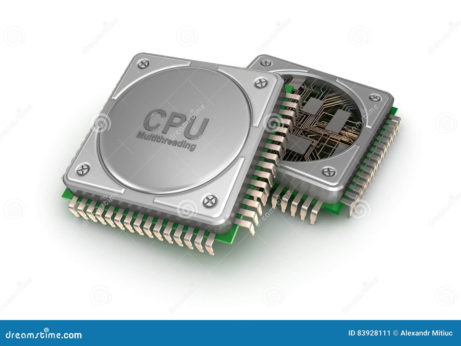 CPU Prozessoren Des Zentralen Computers, Illustration 3D Stock ...