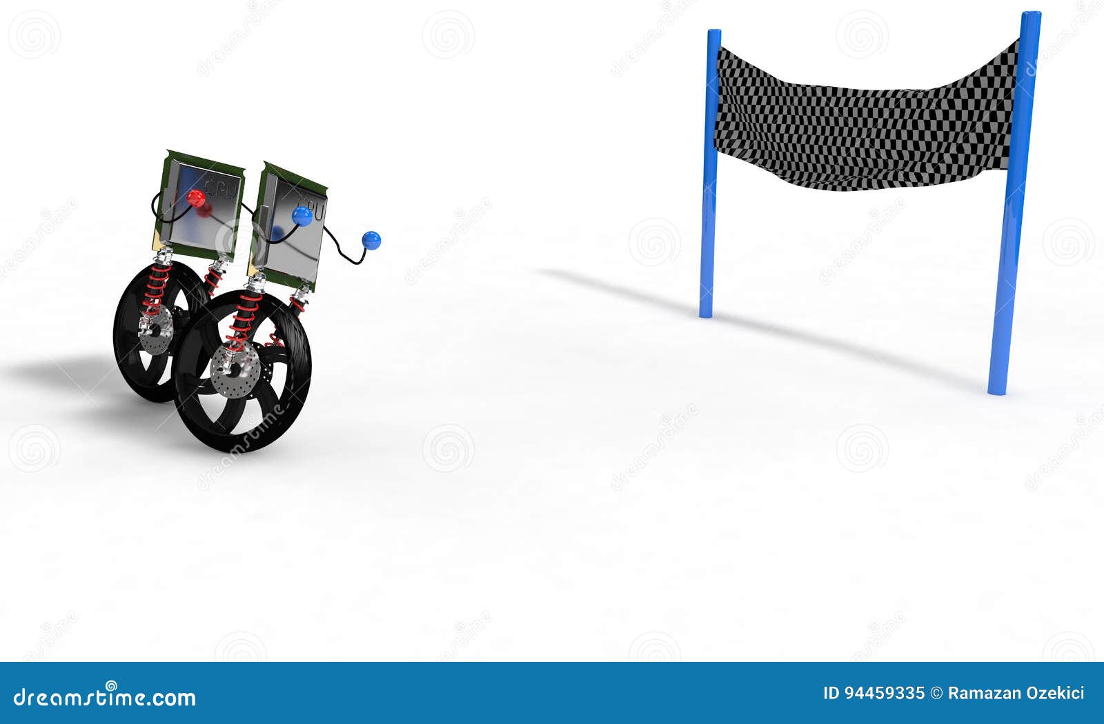 Cpu Race Concept on the White, 3d Render Stock Illustration ...