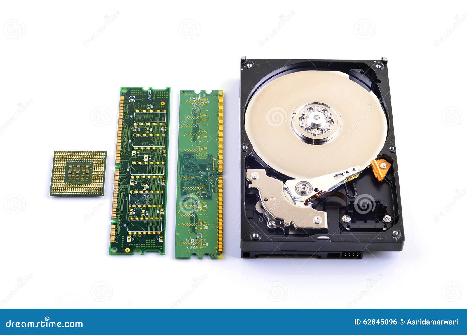 CPU, RAM Module and HDD on White Background. Selective Focus Stock ... CPU, RAM Module and HDD on White Background. Selective Focus Stock ...