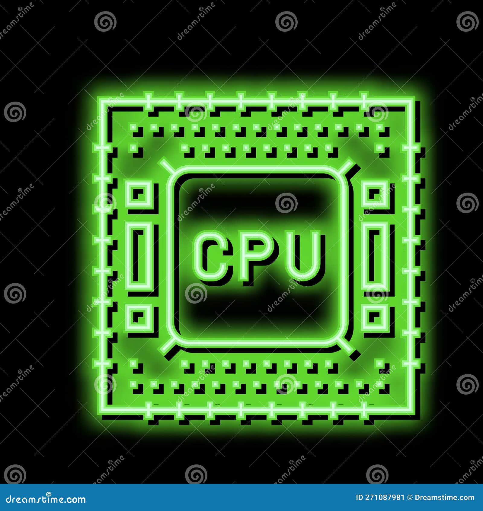 Cpu Semiconductor Manufacturing Neon Glow Icon Illustration Stock ...