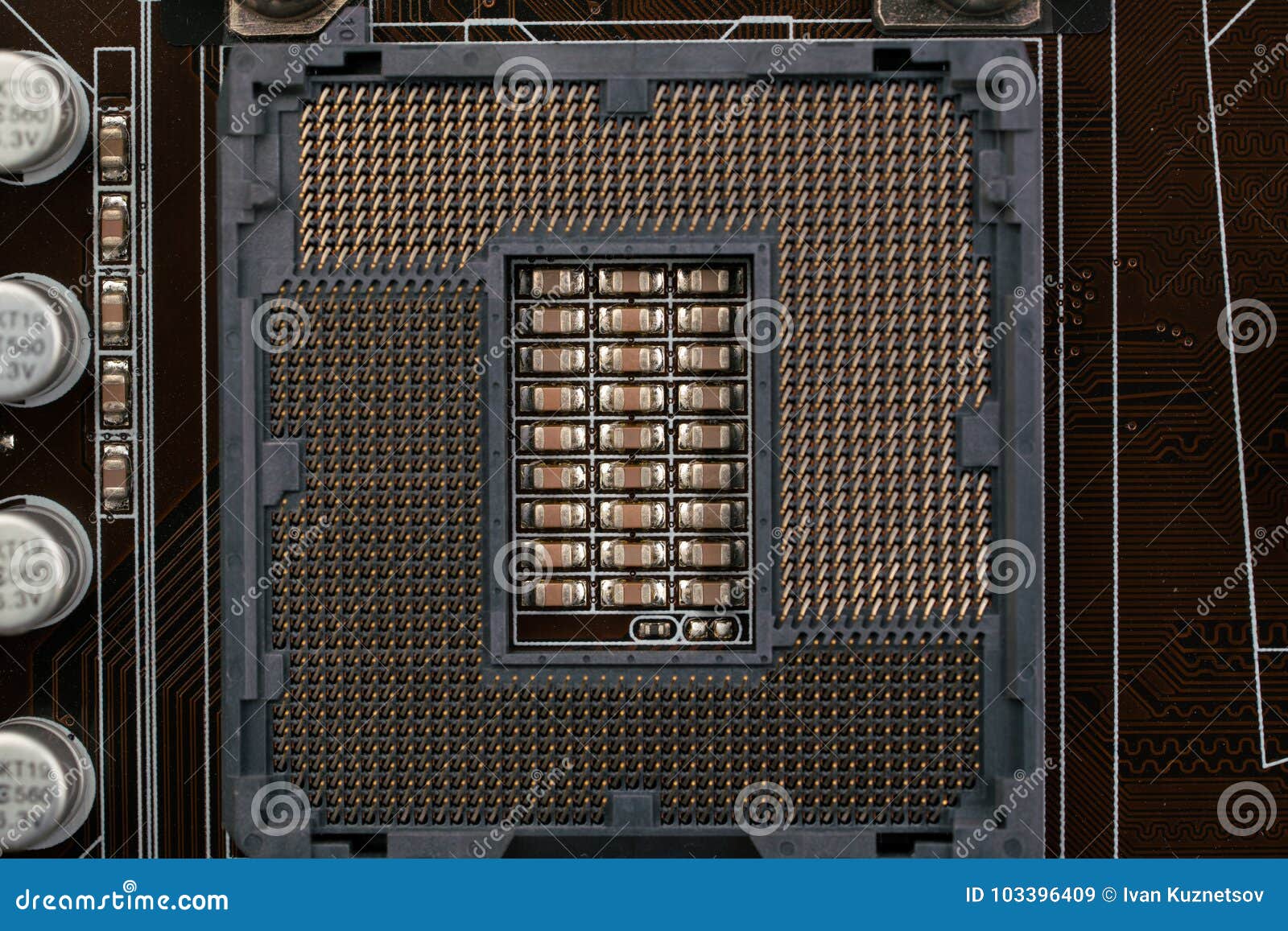 CPU socket close up stock image. Image of central, brains - 103396409