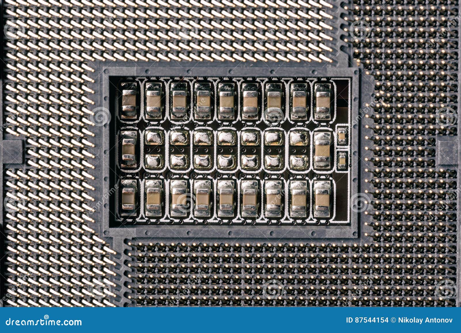 CPU Socket of Computer. Close Up Image with Selective Focus and Top ...