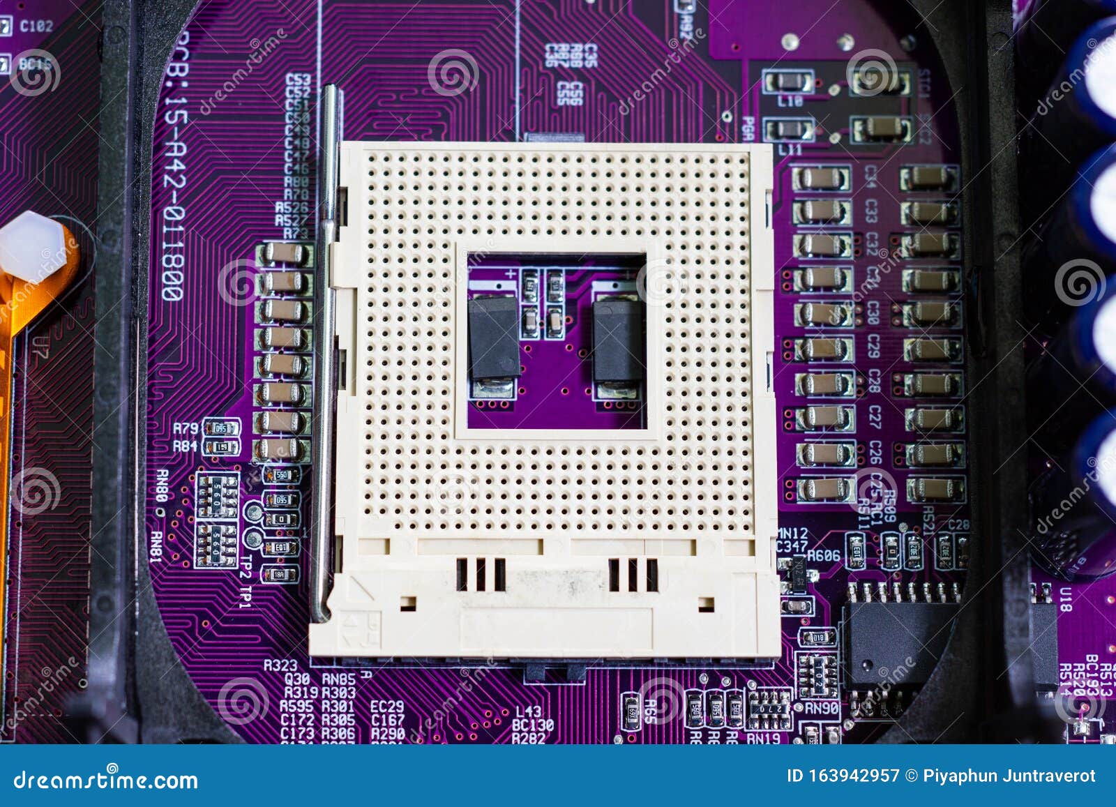 CPU Socket of Computer Mainboard Stock Image - Image of memory ...