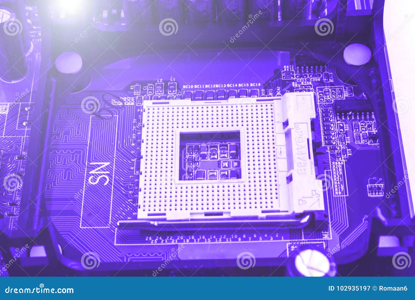CPU Socket on a Computer Motherboard Macro Close Stock Image - Image of ...