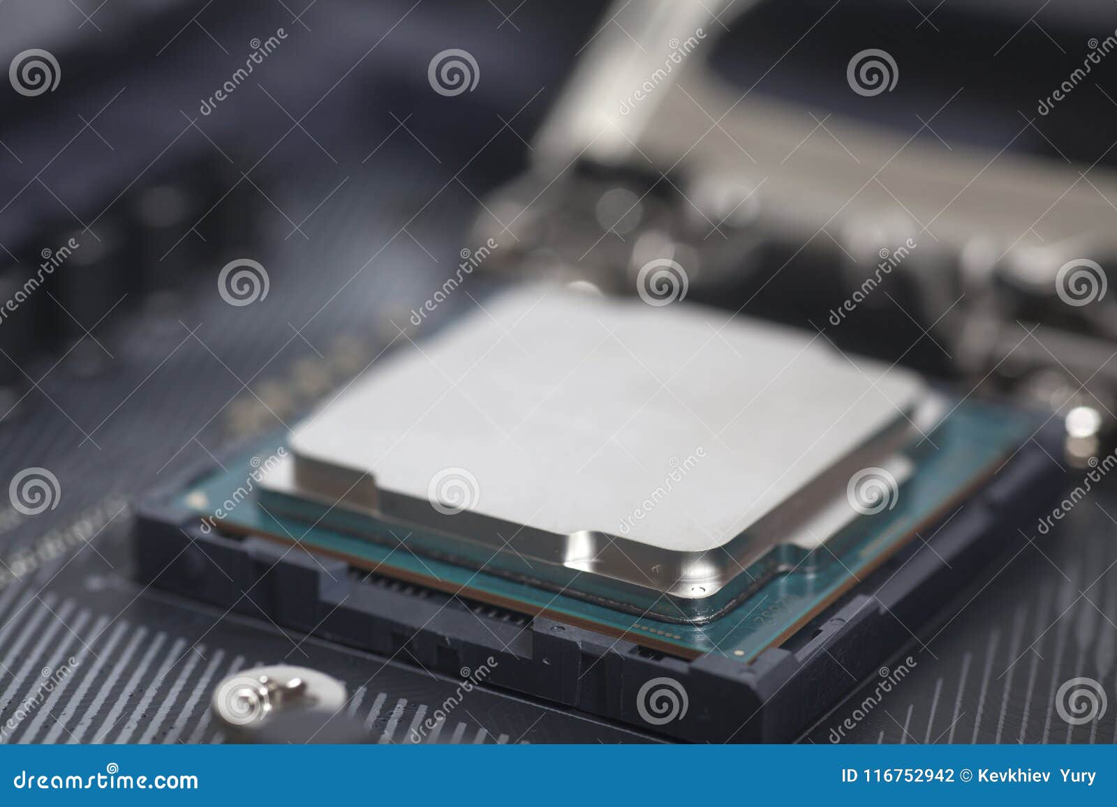 CPU in Socket Intel LGA 1151 on Motherboard Computer PC Stock Photo ...