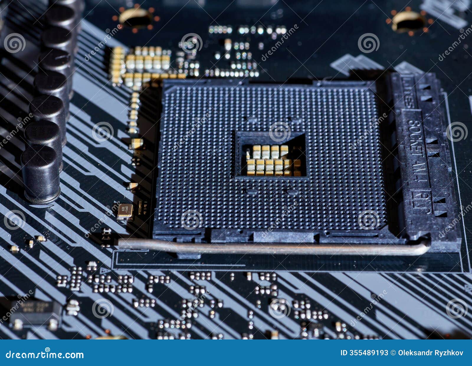 AM4 CPU Socket on a Motherboard Stock Image - Image of pins ...