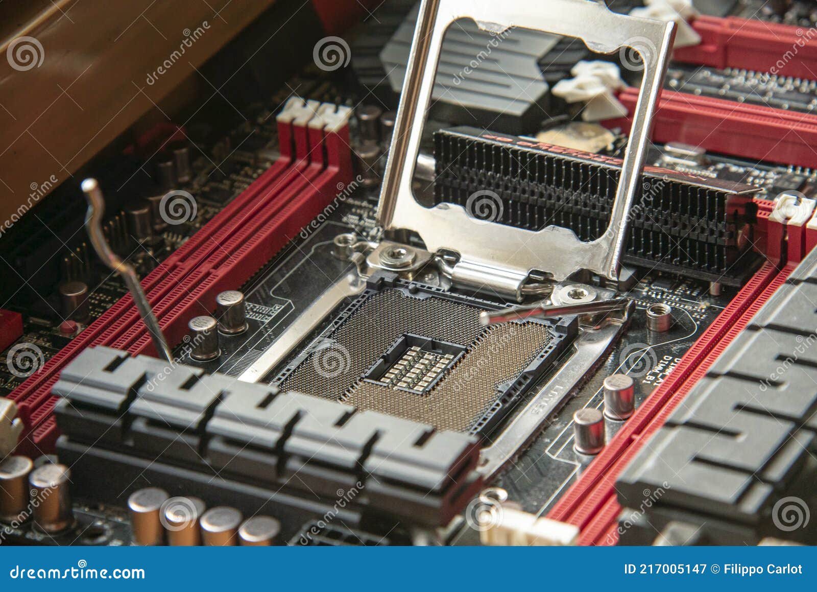 Cpu socket motherboard 9 stock image. Image of capacitor - 217005147