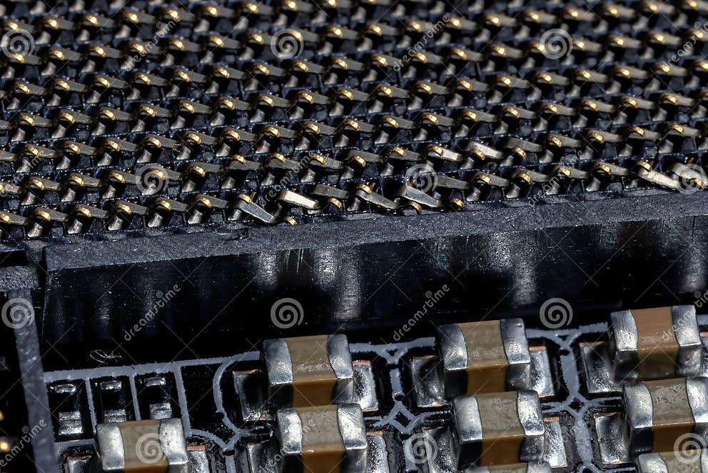 CPU socket pins stock photo. Image of broken, background - 195700694