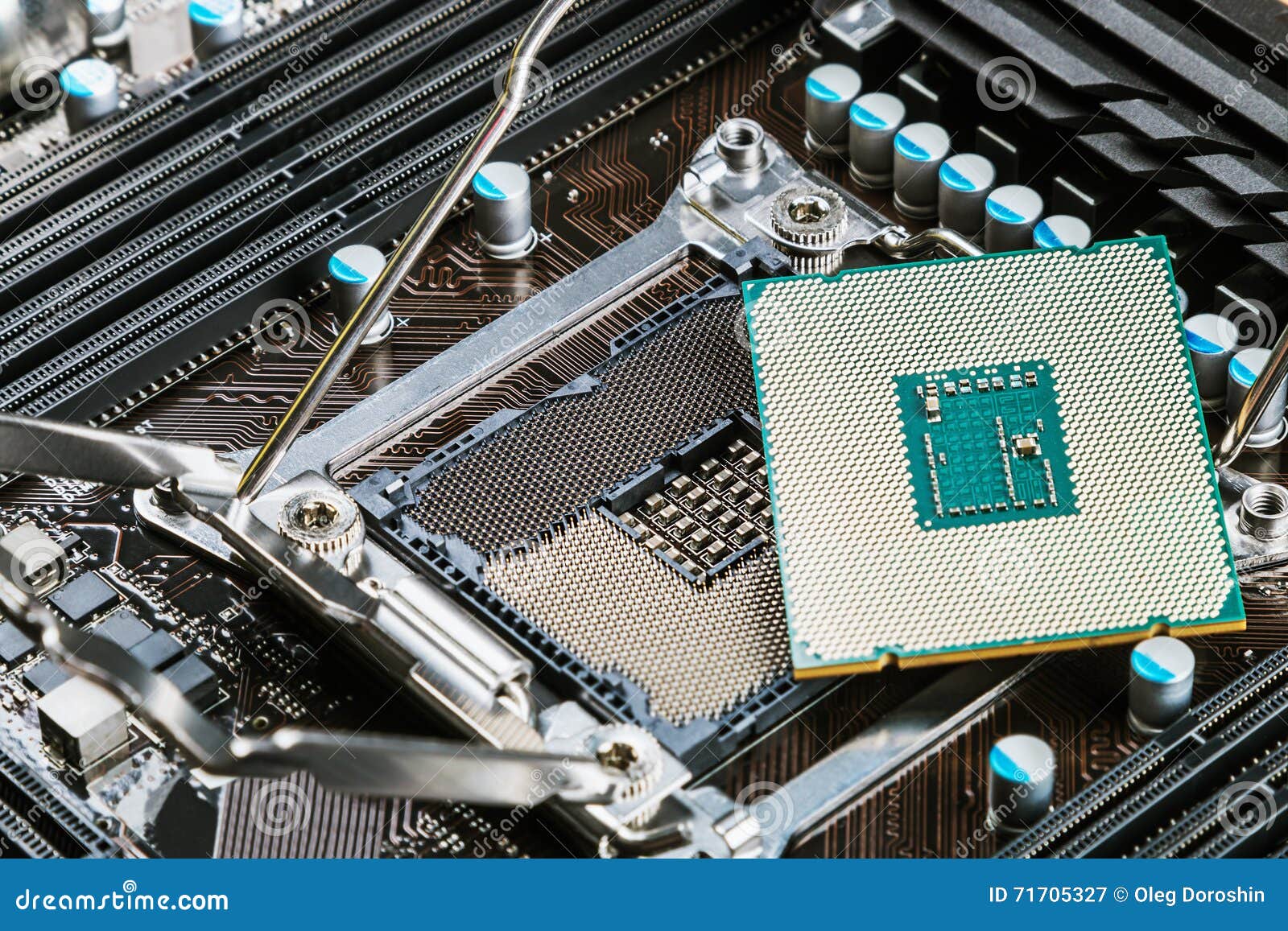 CPU Socket and Processor on the Motherboard Stock Image - Image of ...