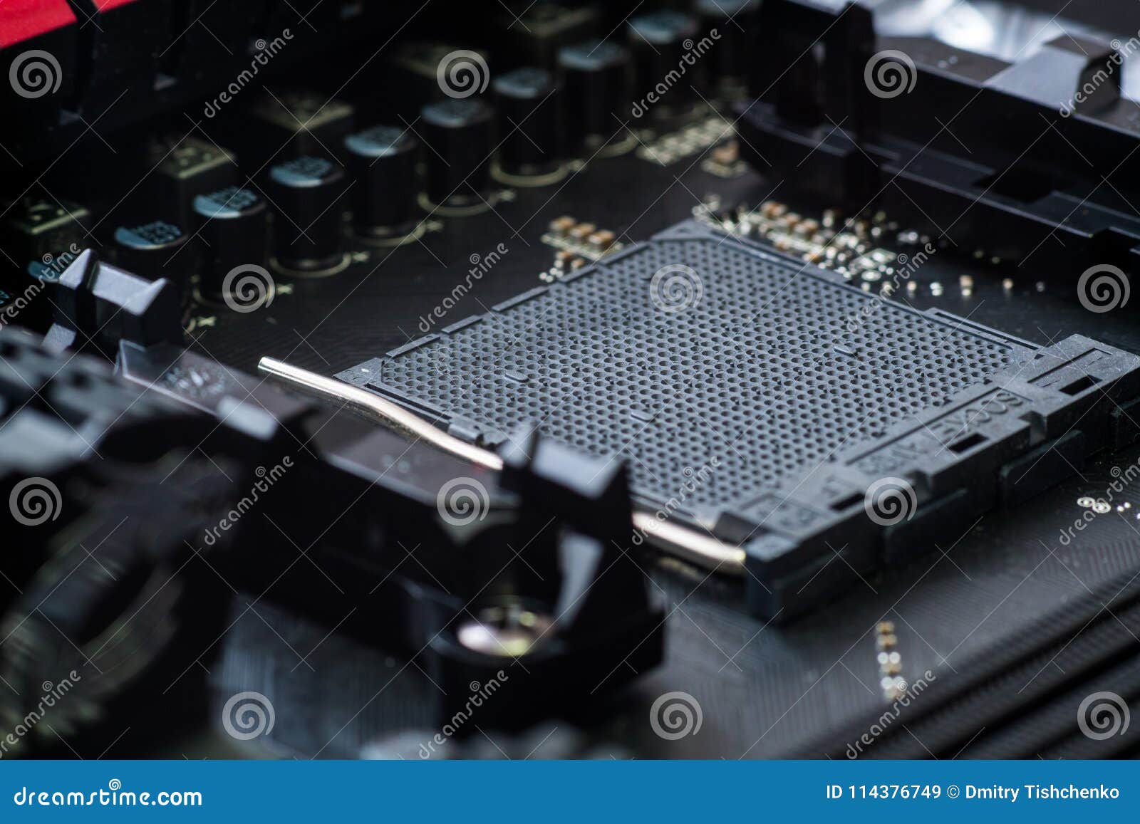 CPU Socket and Processor on the Motherboard. Focus on the Motherboard ...