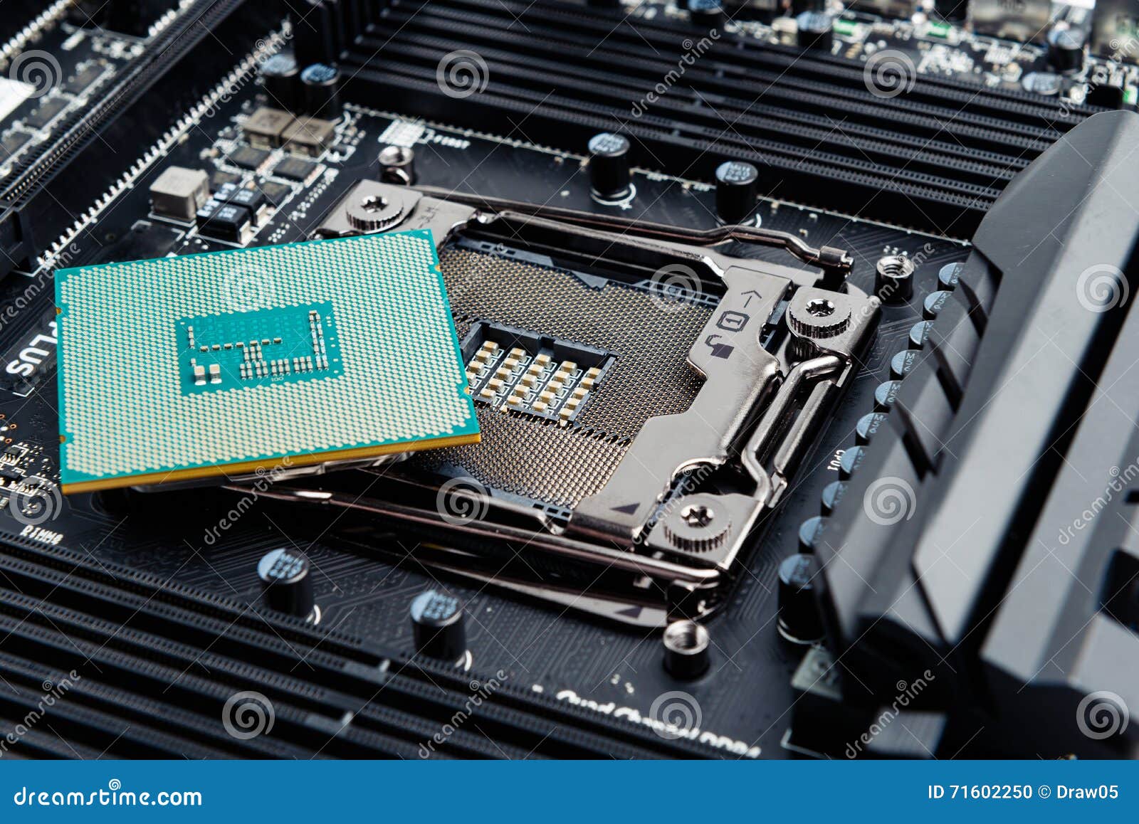 CPU Socket and Processor on the Motherboard. before Installation Stock ...