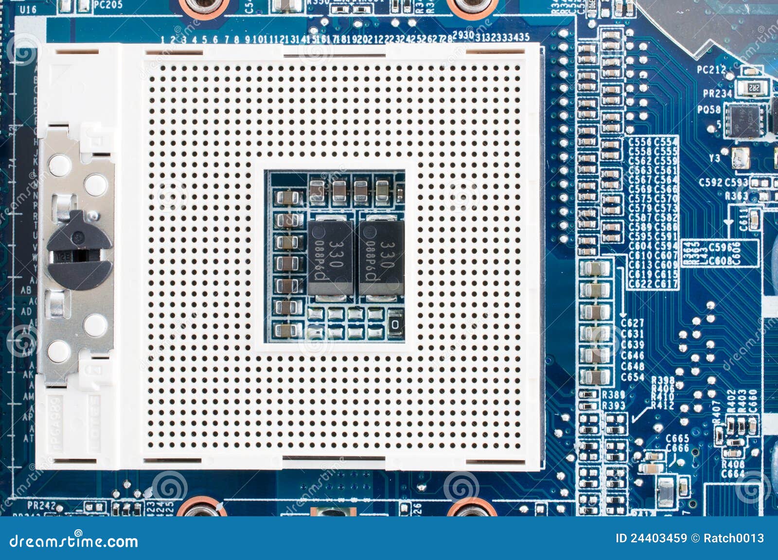 CPU socket in top view stock image. Image of lock, lines - 24403459