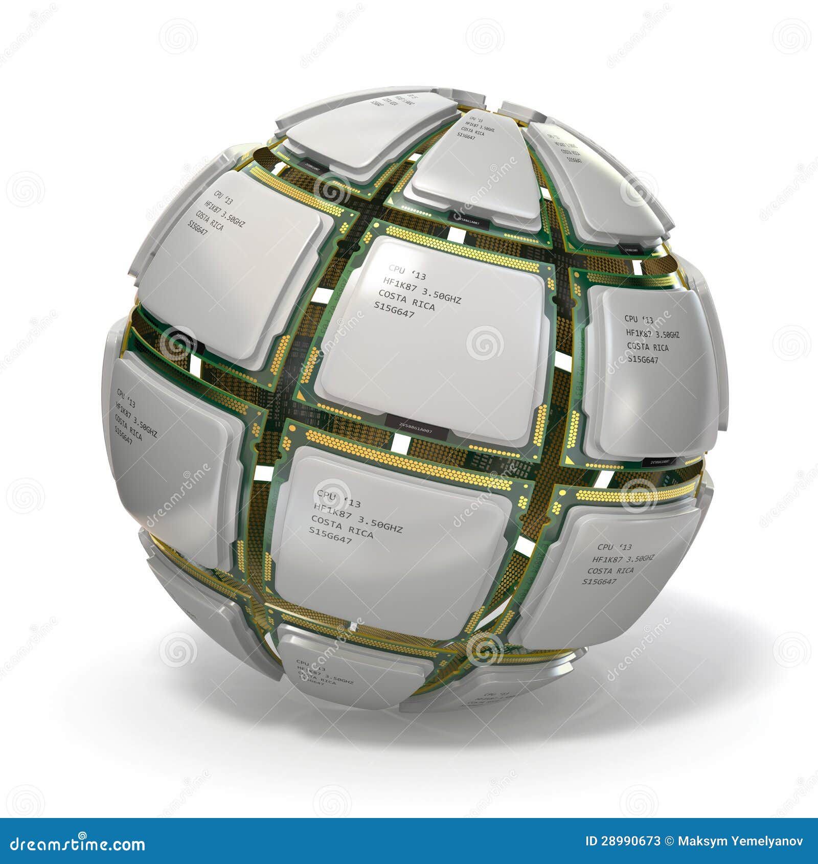 CPU. Sphere from Computer S Processors .3d Stock Illustration ...