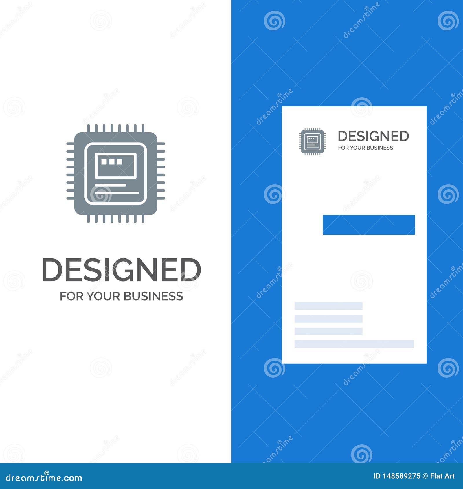 Cpu, Storage, Computer, Hardware Grey Logo Design and Business Card ...