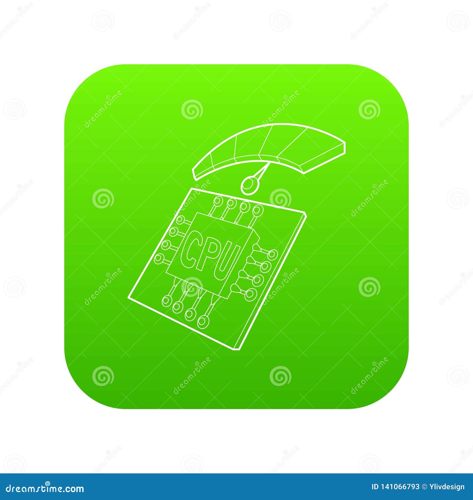 CPU and Temperature Gauge Icon Green Vector Stock Vector - Illustration ...