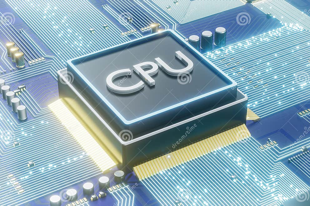 CPU Text on Computer Printed Circuit Board Stock Illustration ...