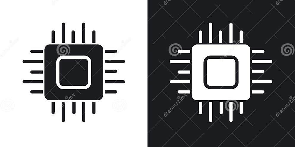 CPU vecor icon set stock illustration. Illustration of microchip ...