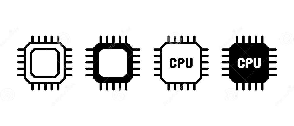 CPU Vector Icon Set. Computer Electronic Chip Symbol Stock Vector ...