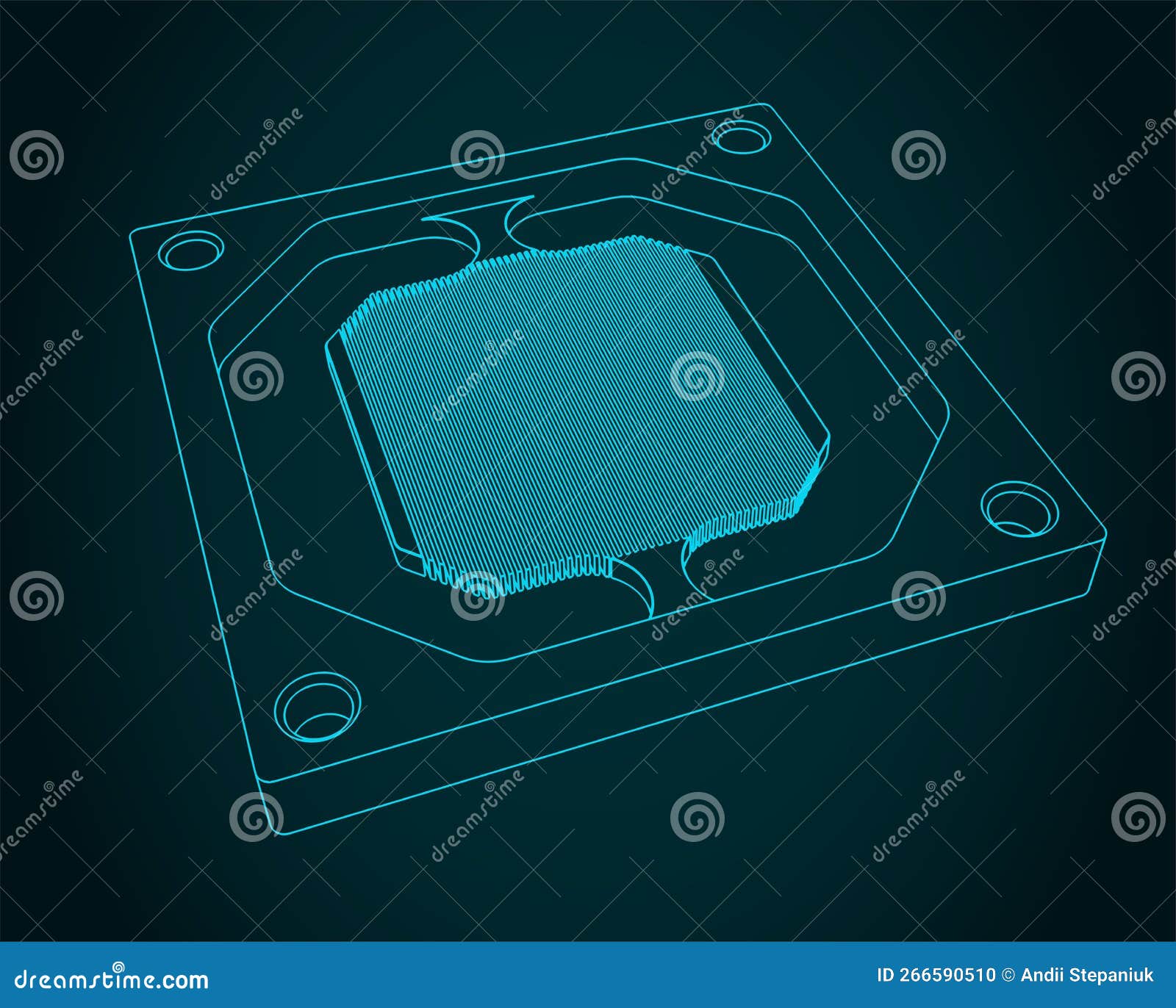 Water Cooling Radiators Blueprints Set Vector Illustration ...