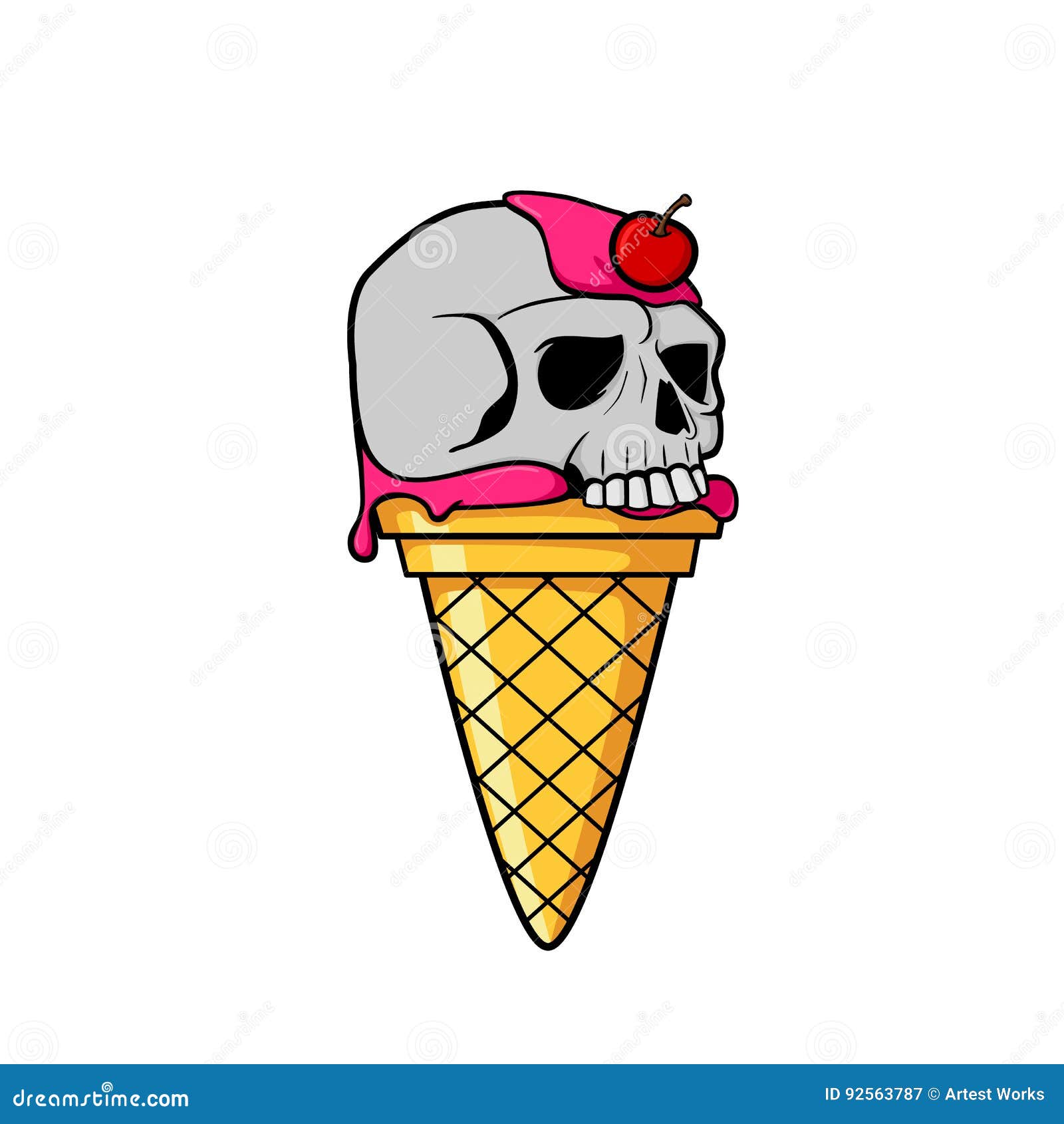 Cráneo De La Cabeza Del Cono De Helado Ilustración del Vector ...