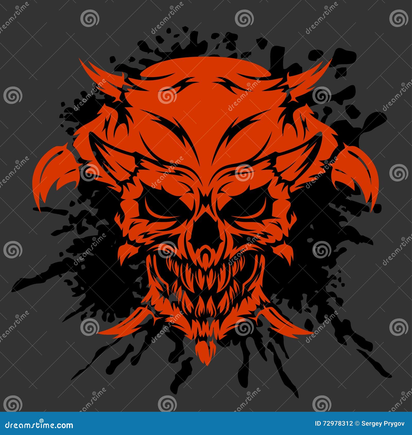 Cráneo Del Demonio En Blanco Ilustración del Vector - Ilustración de ...