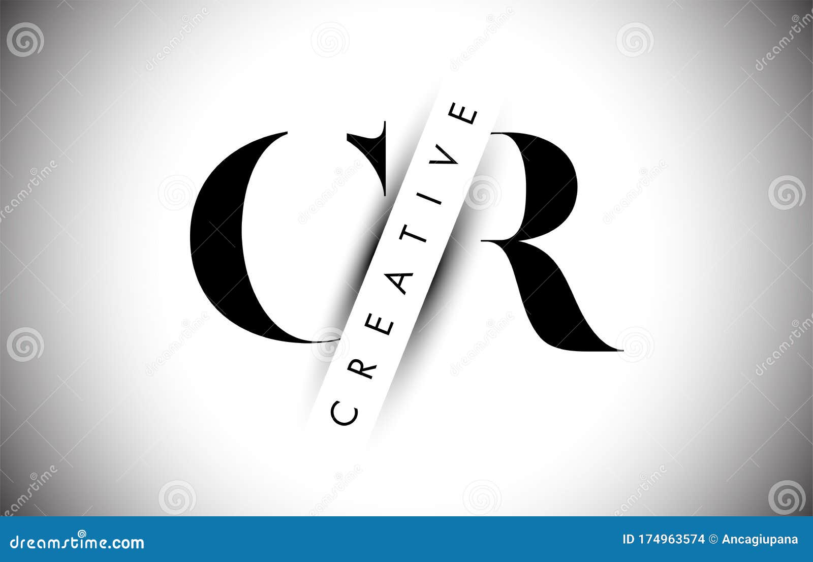CR C R Letter Logo with Creative Shadow Cut and Overlayered Text Design ...