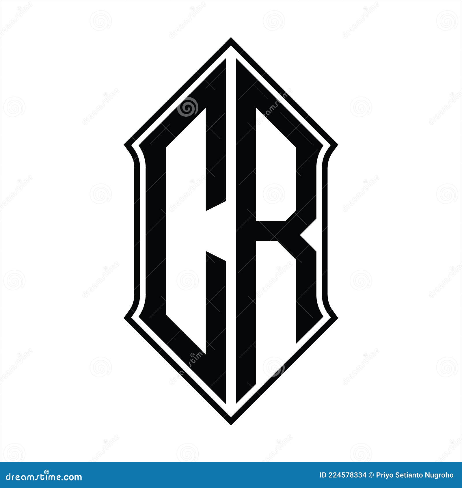 CR Logo Monogram with Shieldshape and Outline Design Template Vector ...