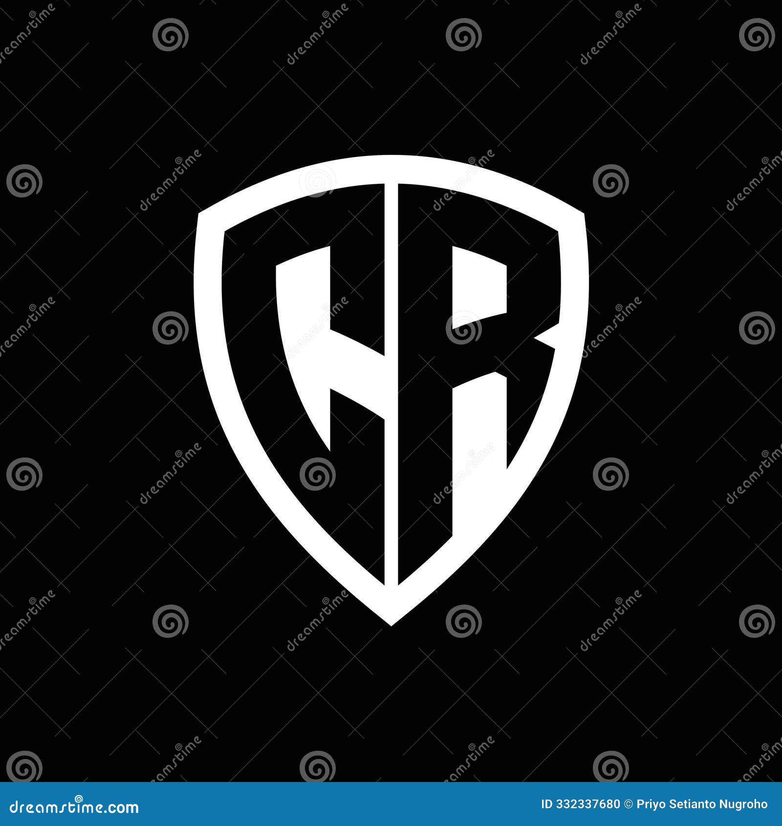 CR Monogram Logo with Bold Letters Shield Shape with Black and White ...
