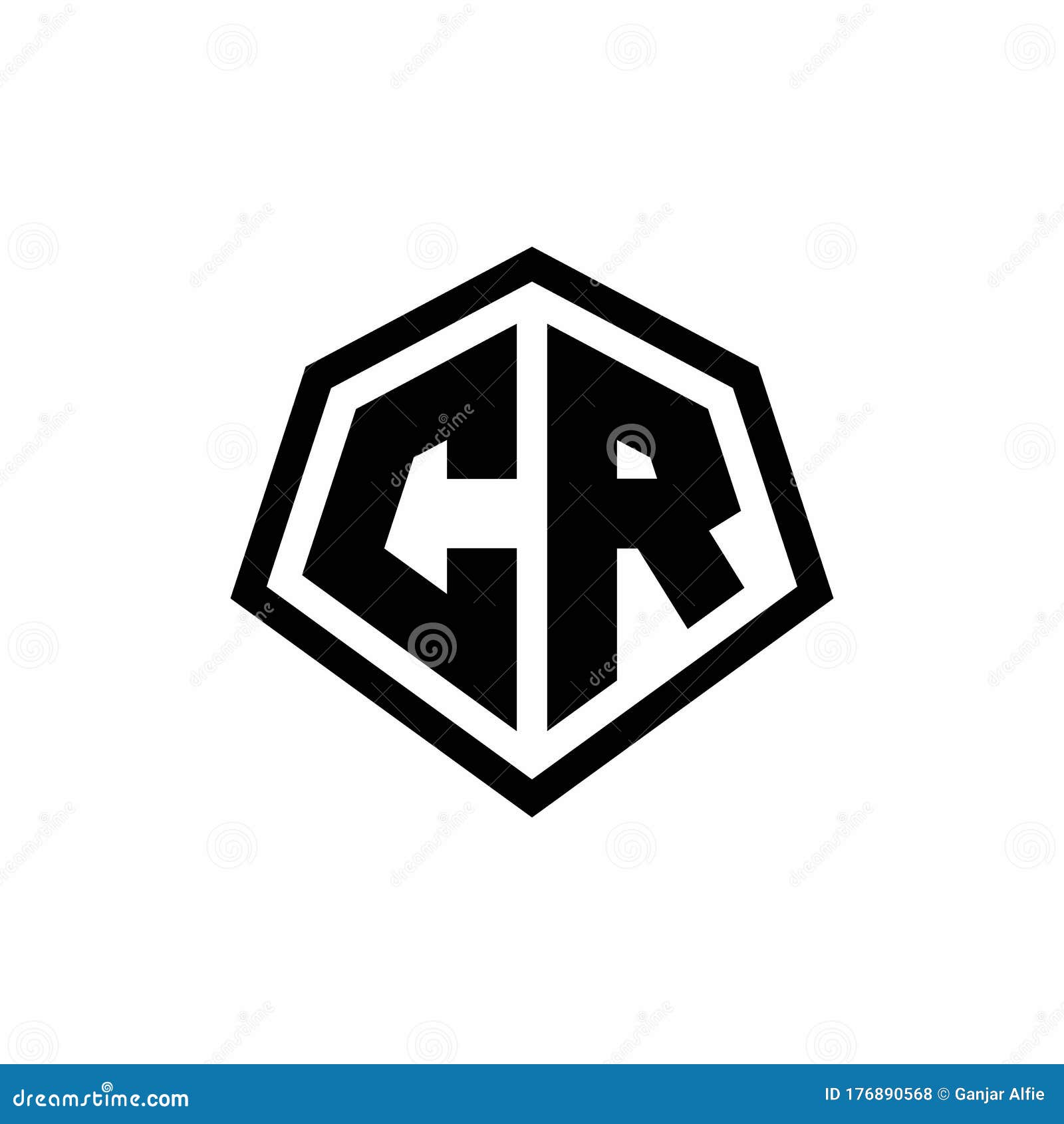 CR Monogram Logo with Hexagon Shape and Line Rounded Style Design ...