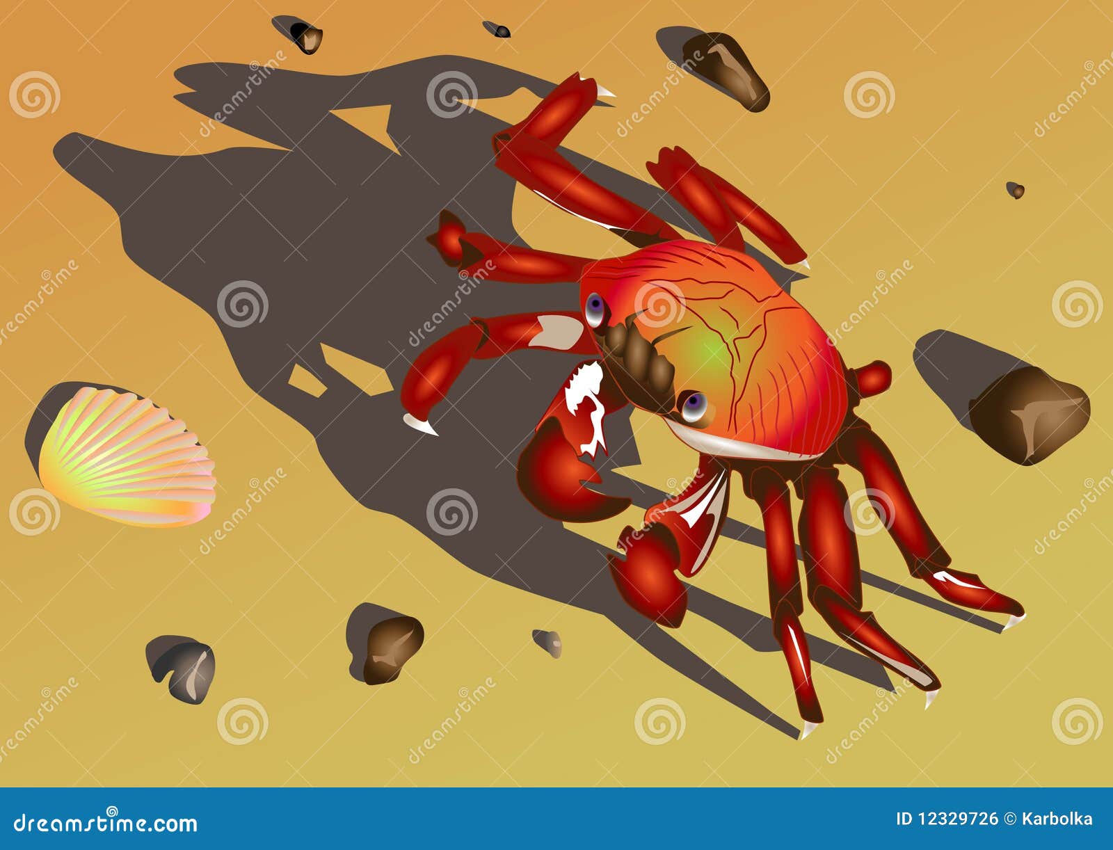 Crab stock vector. Illustration of delicious, shell, sand - 12329726