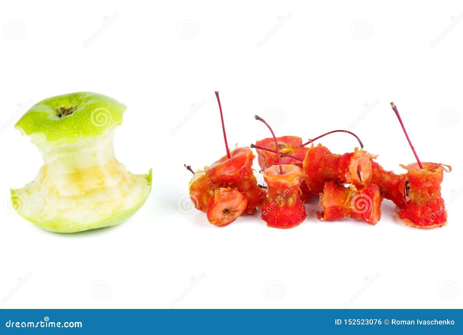 Apple Cores On White Background, Collage. Composting Of Organic Waste ...