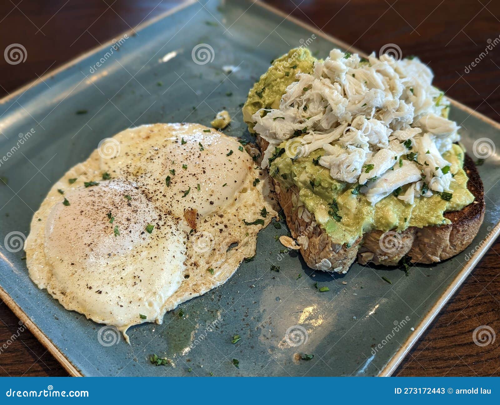 Crab Avocado Toast Crispy Lunch Egg Stock Image - Image of crab, toast ...