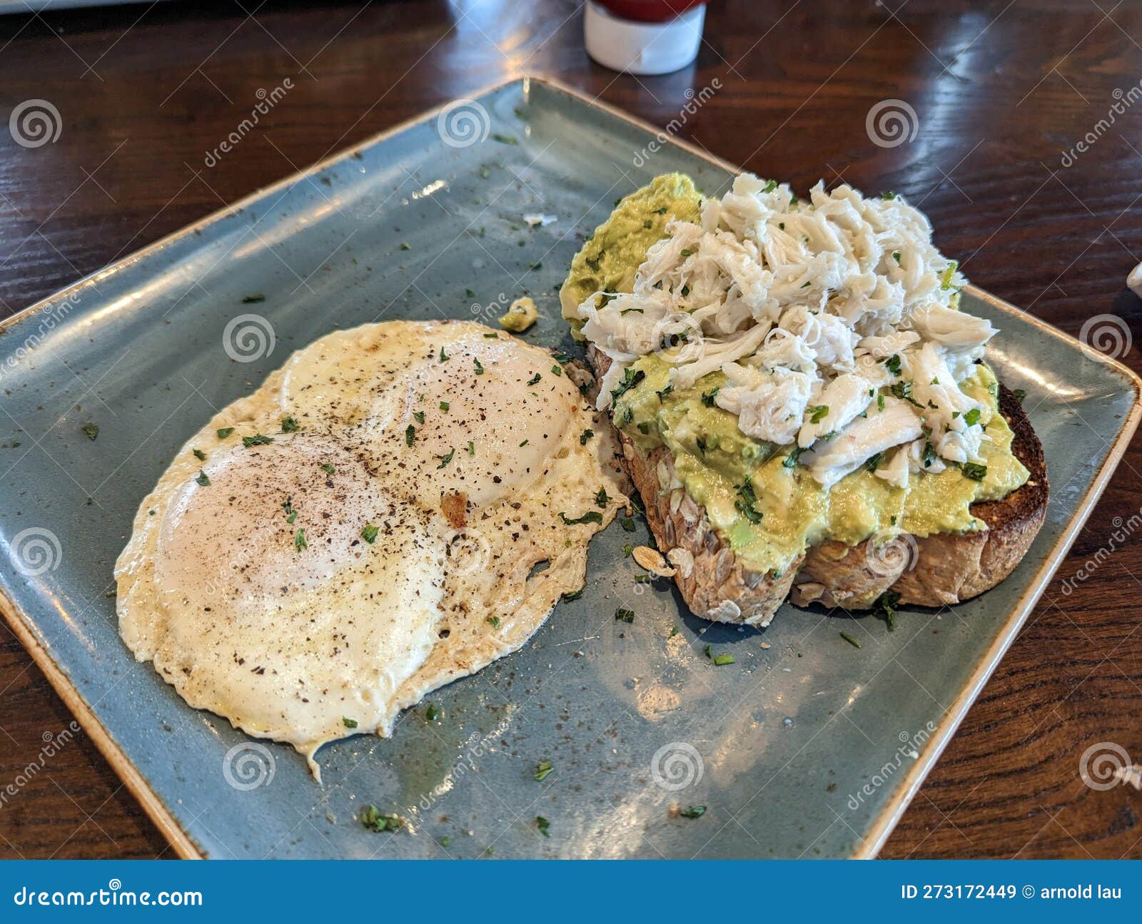Crab Avocado Toast Crispy Lunch Egg Stock Image - Image of toast, crab ...