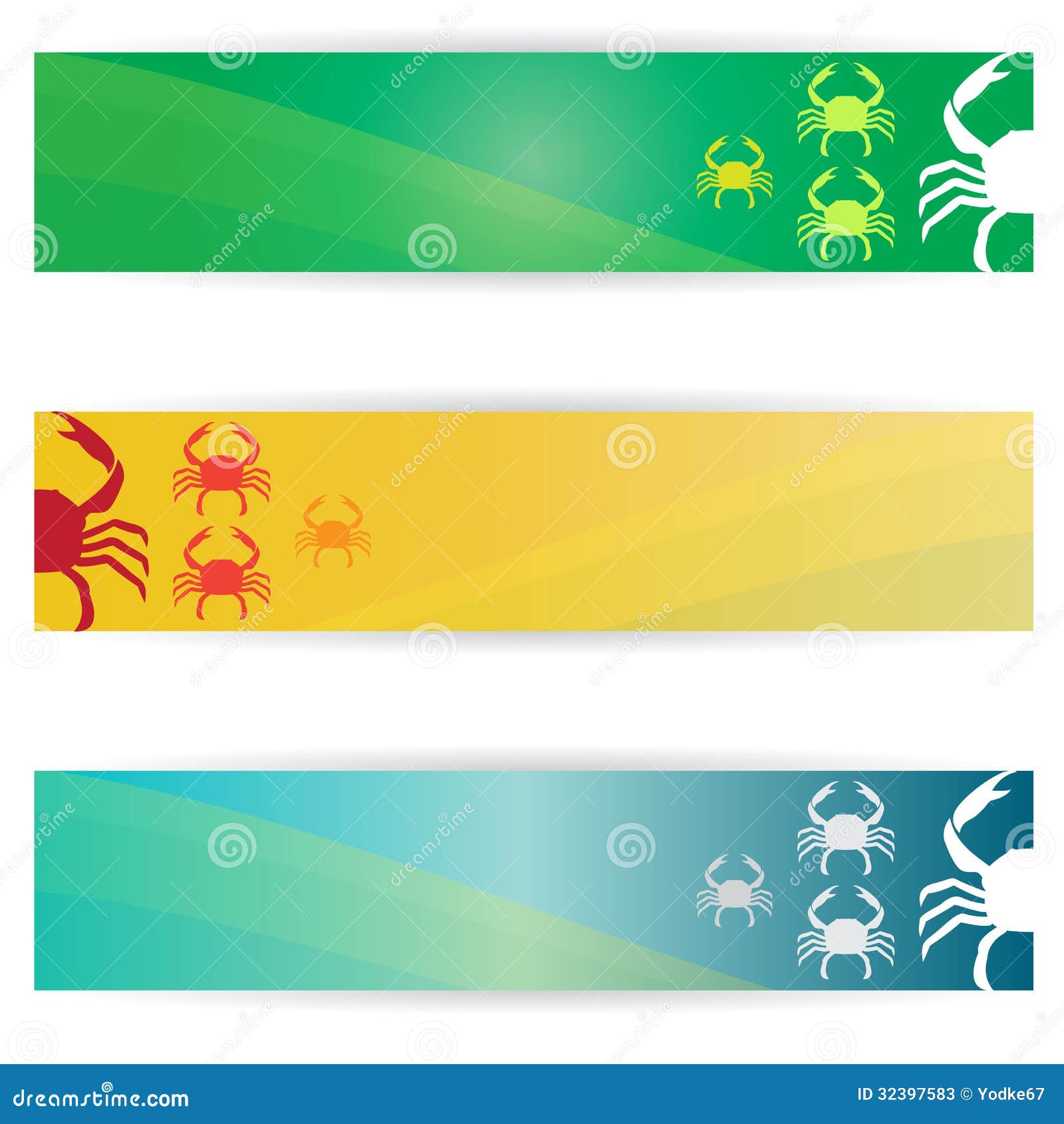 Crab banners stock vector. Illustration of fauna, nipper - 32397583